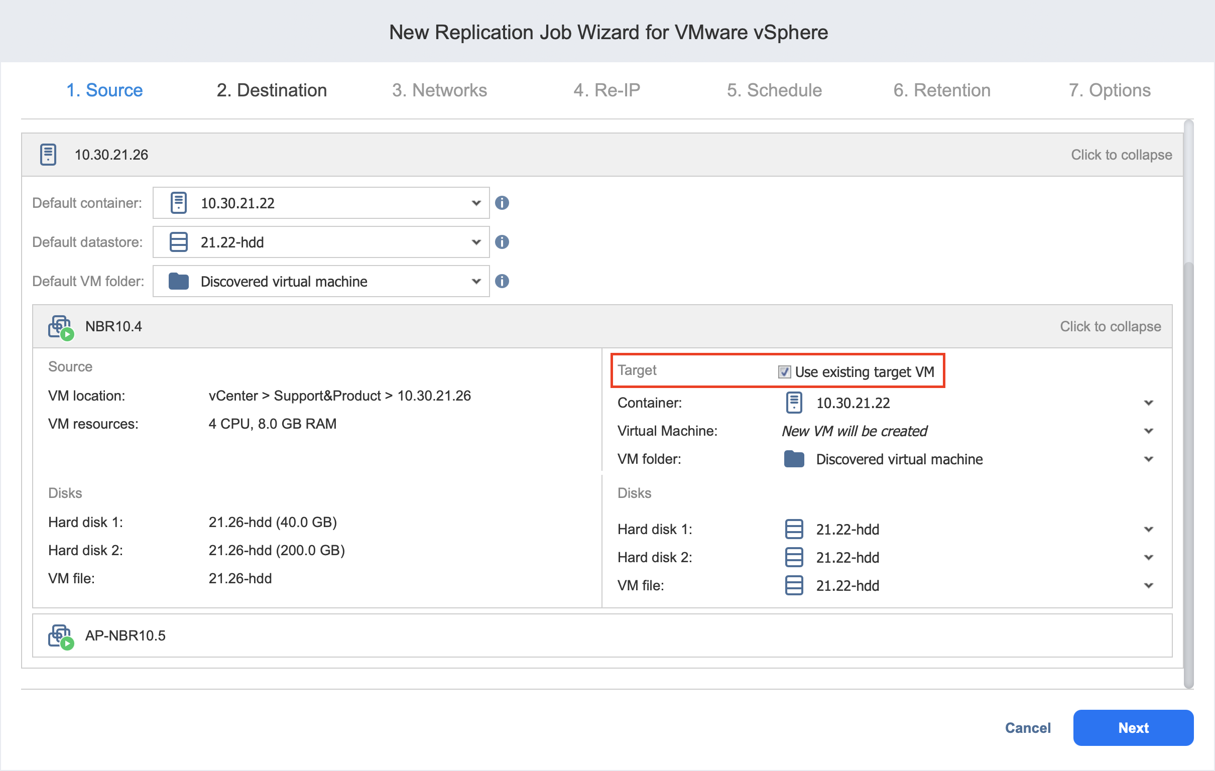 Replication Job Wizard for VMware vSphere: Destination Replication Job Wizard for VMware vSphere: Destination